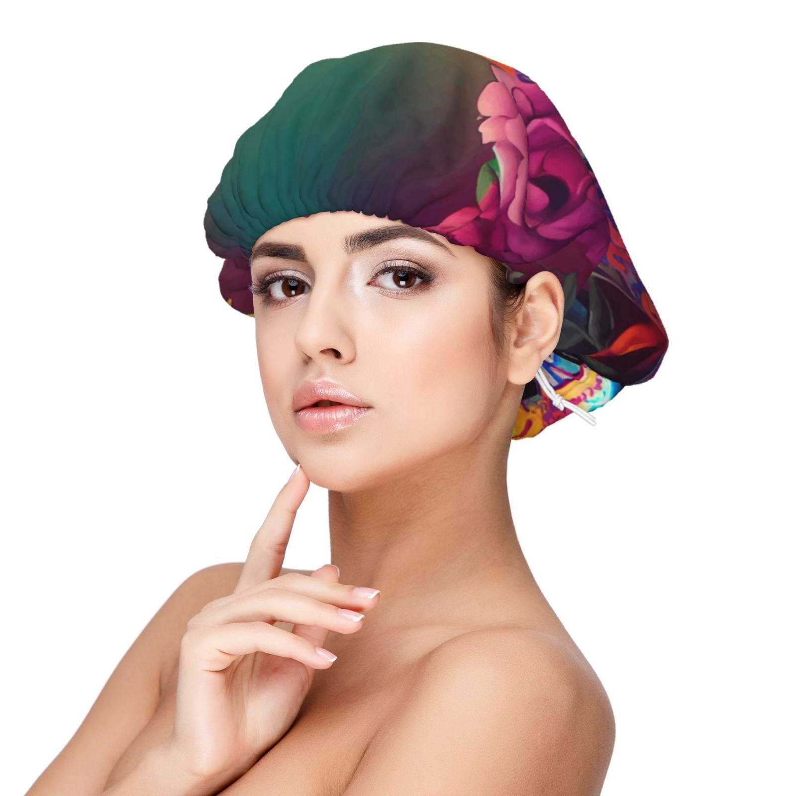 Qokaie Vintage Patterned Skull Printed Silk Satin Bonnet for Sleeping ...