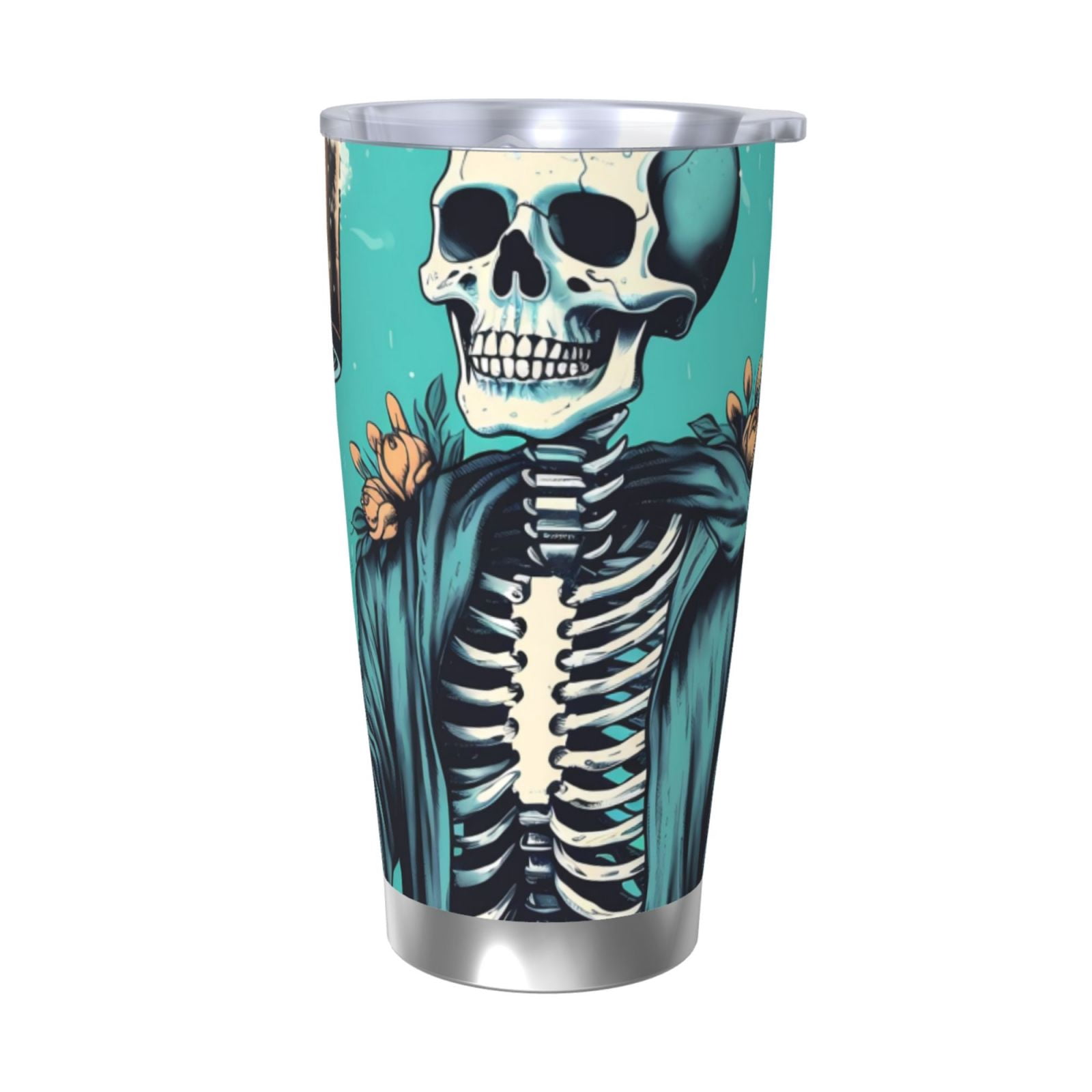 Qokaie Vintage Skull Beer Pattern 20 Oz Coffee Car Insulated Coffee Cup ...