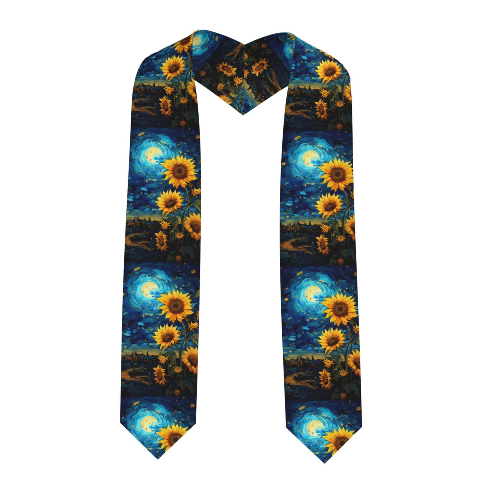 Qokaie Vintage Starry Sky Sunflower Pattern Graduation Shawl Stole – Academic Stole,Satin ...