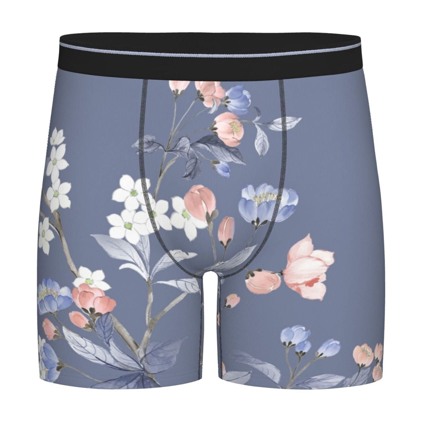 Qokaie Watercolor Flowers Butterfly for Men's Cotton Briefs Underwear ...