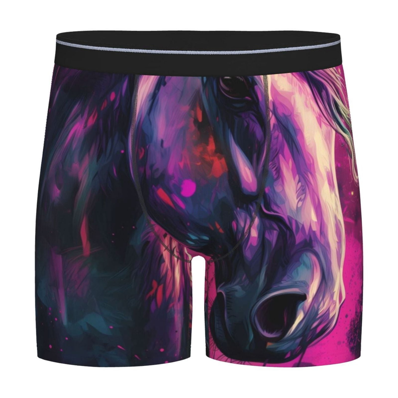Qokaie Watercolor Painting White Horse for Men's Cotton Briefs ...