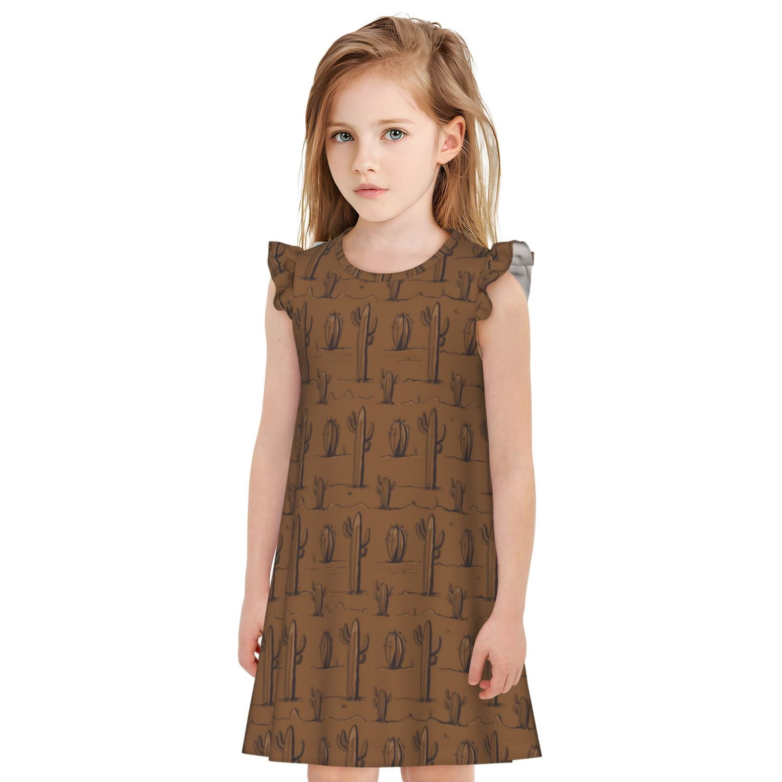 Qokaie Western Cactus Print Girls Nightgowns, Nightgown Princess Pajama ...