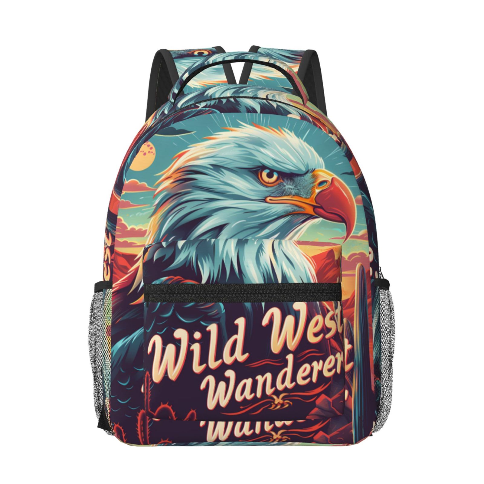 Qokaie Western Style Bald Eagle Style School Backpack Travel Bag for ...