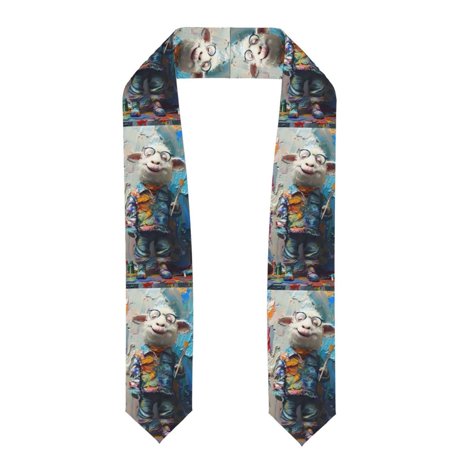 Qokaie Whimsical Goat Artist Pattern Graduation Shawl Stole – Academic ...