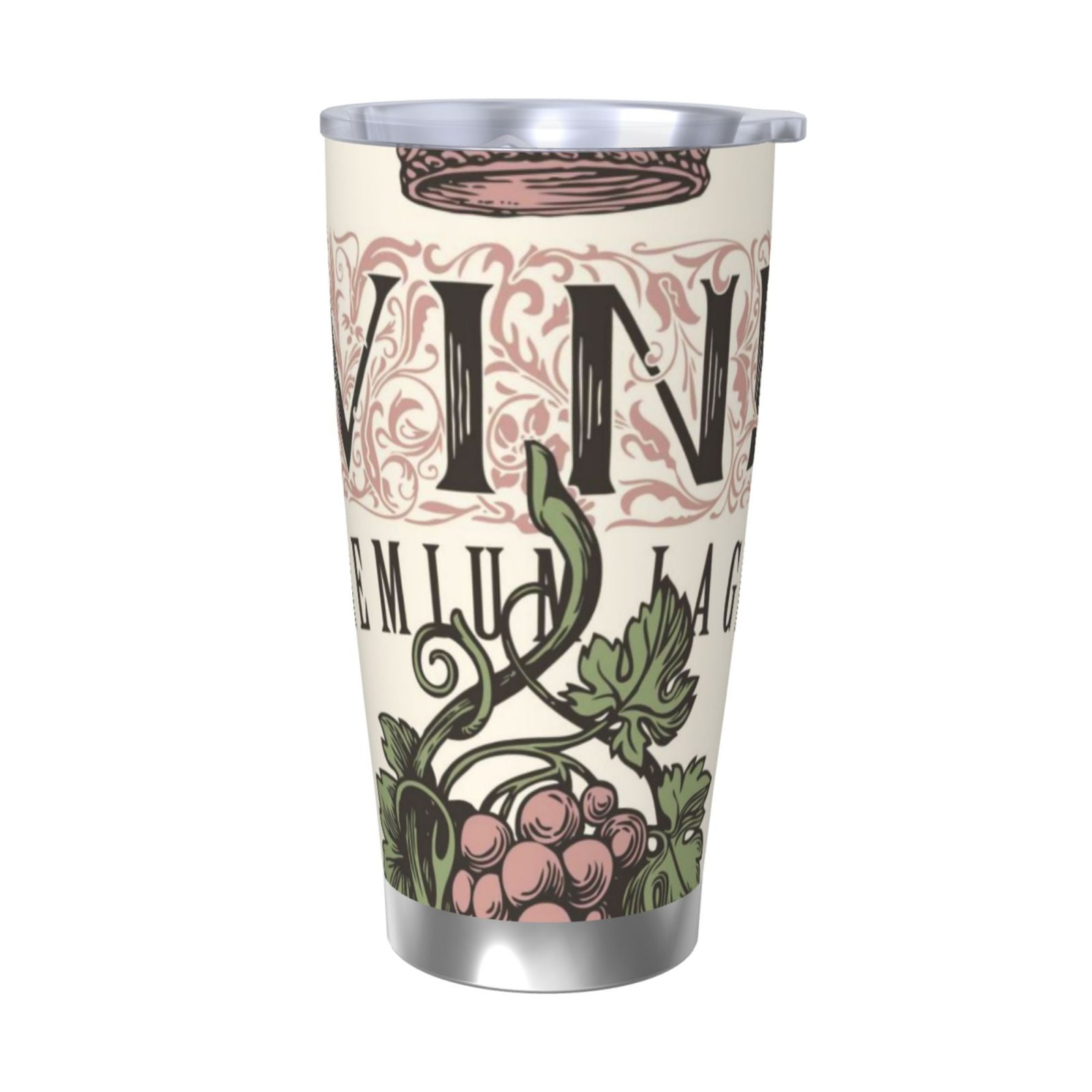 Qokaie Wine Pattern 20 Oz Coffee Car Insulated Coffee Cup With Lid And ...