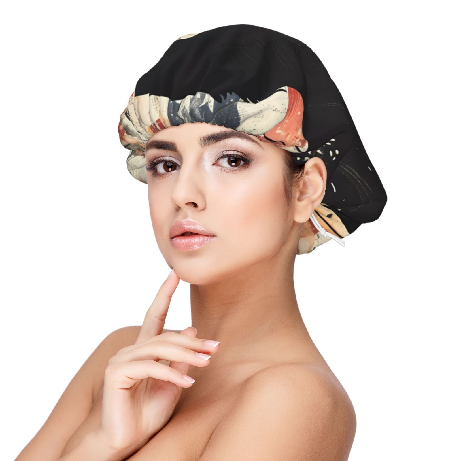 Qokaie Wood Grain Bald Eagle Printed Silk Satin Bonnet for Sleeping and ...