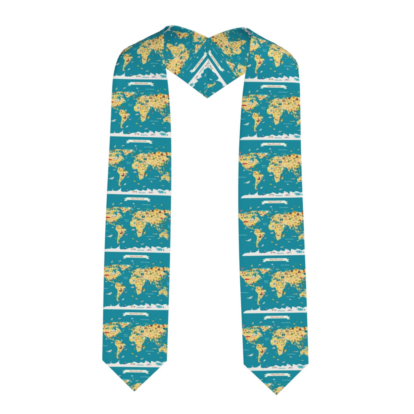 Qokaie World Map With Landmarks Pattern Graduation Shawl Stole ...