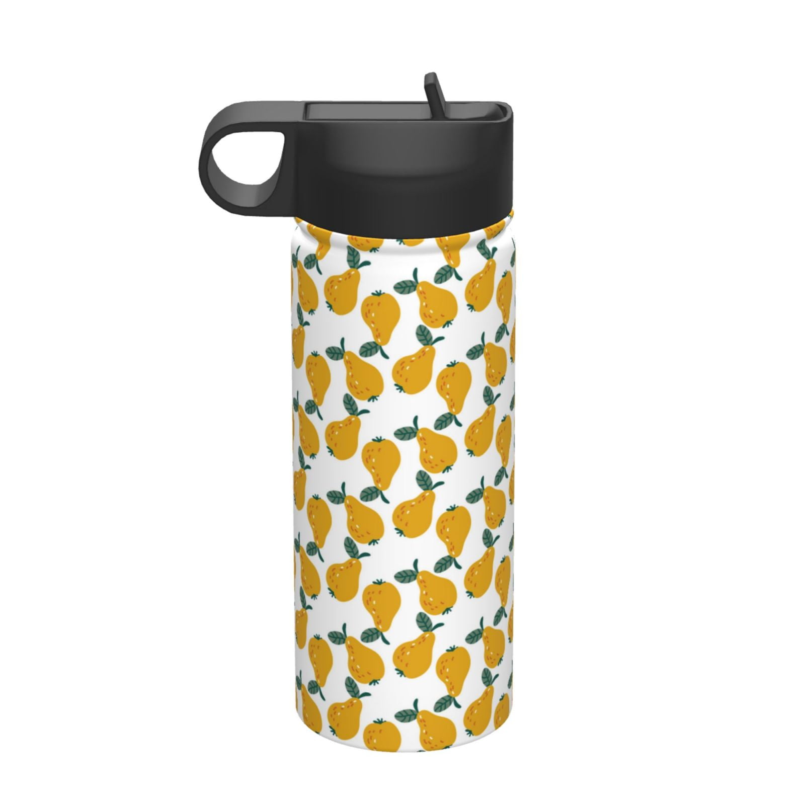 Qokaie Yellow Pears Pattern 18oz Insulated Water Bottle, Stainless ...