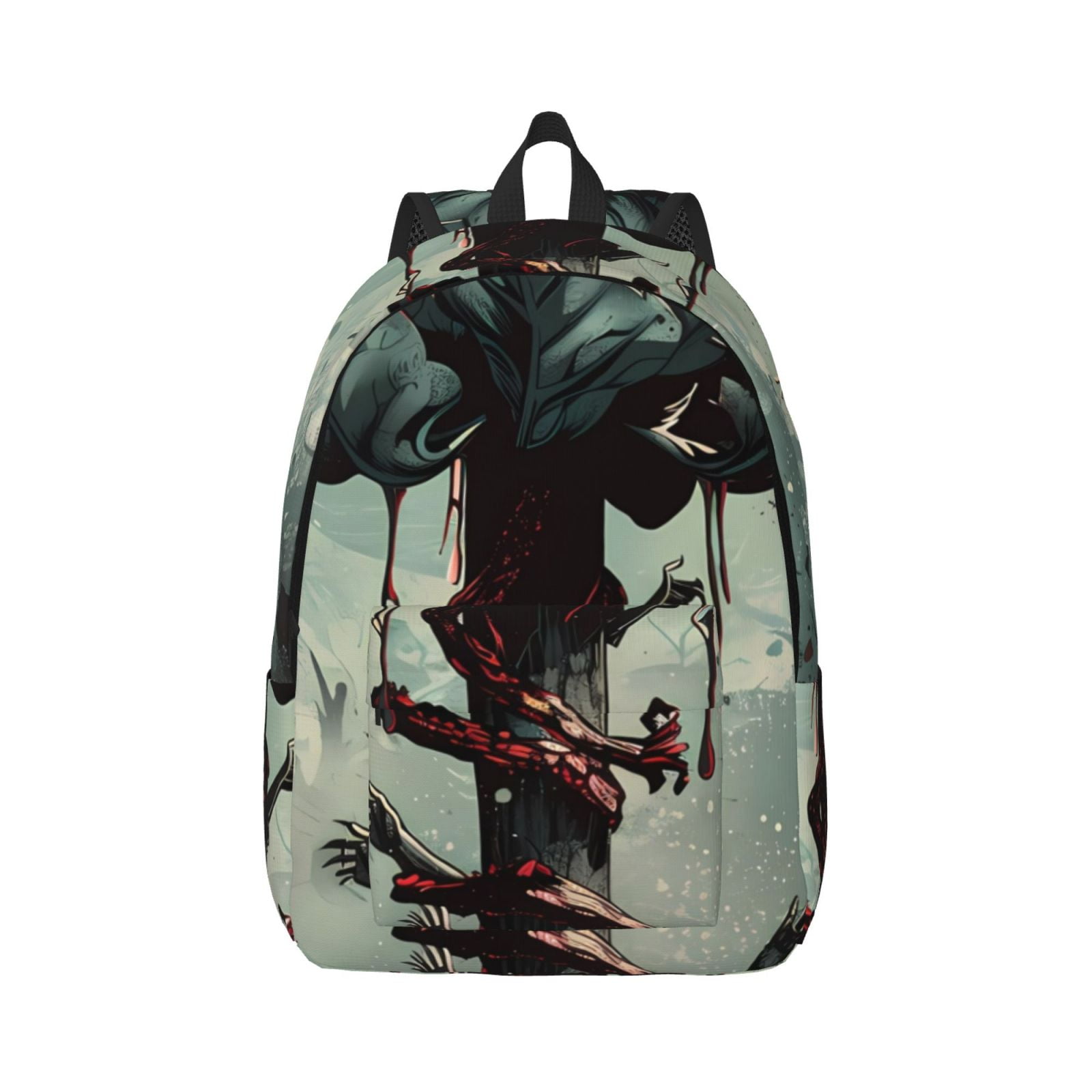 Qokaie Zombie Flower Apocalypse Pattern Canvas Backpack Travel Daypack ...