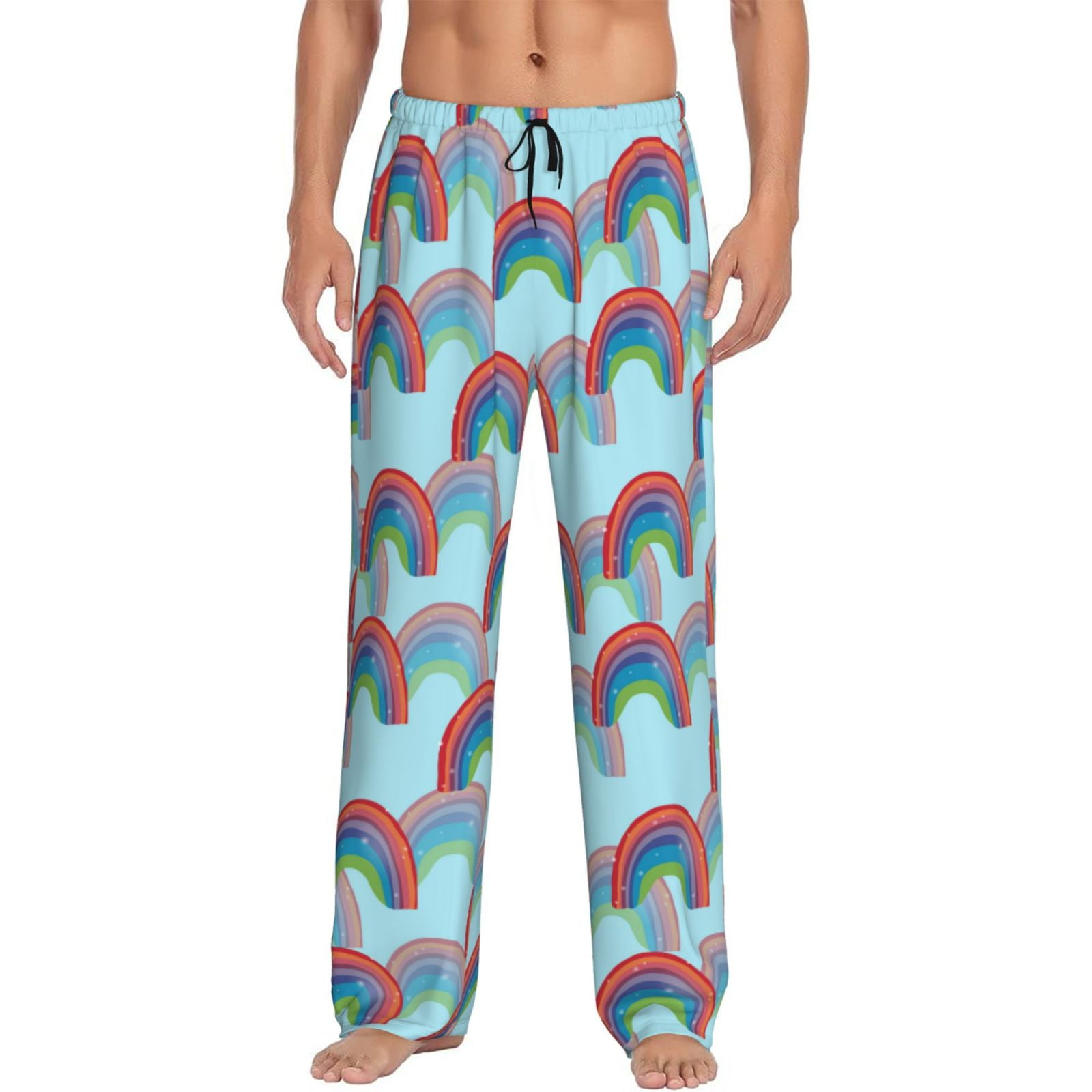 Qokaie colorful rainbow Drawing Silky Soft Men Pajama Pants ,Breathable ...