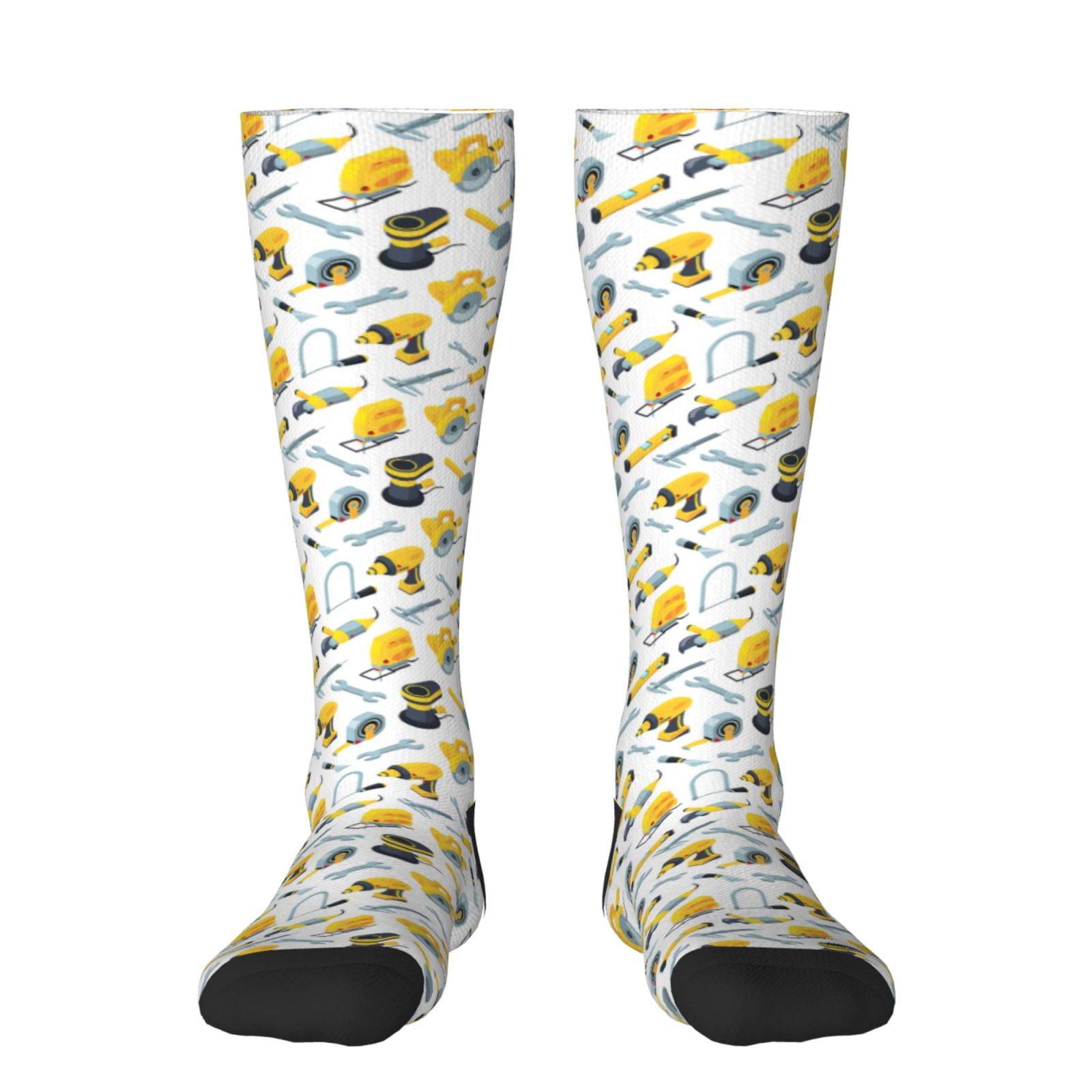 Qokaie construction tools Print Women’s Trouser Socks, Stretchy Knee ...