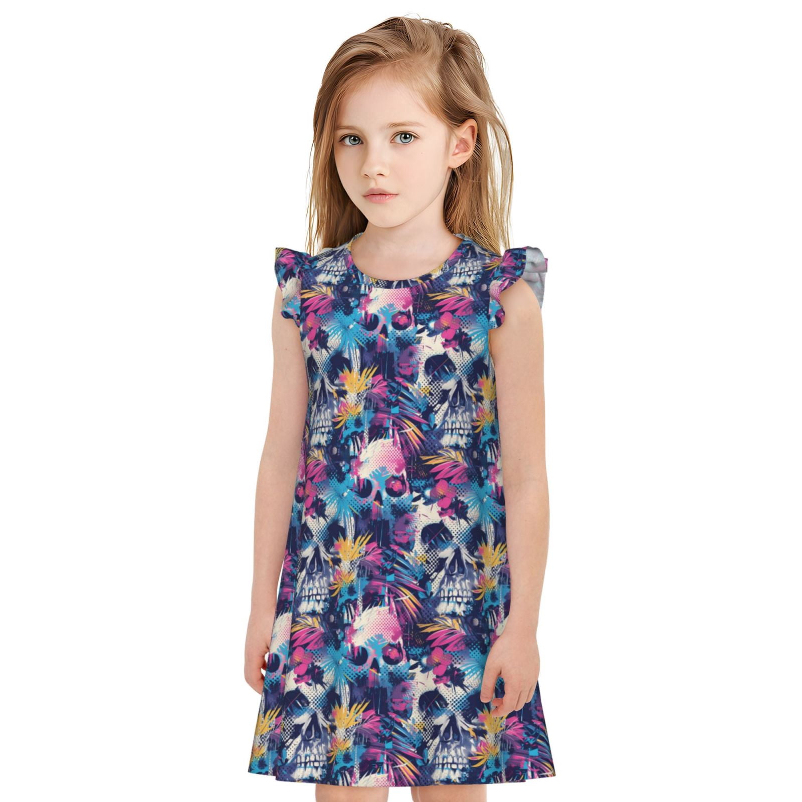 Qokaie cool Skull colorful Print Girls Nightgowns, Nightgown Princess ...