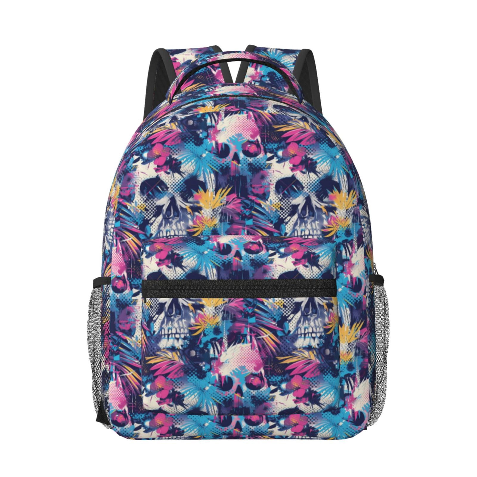Qokaie cool Skull colorful Style School Backpack Travel Bag for Men ...