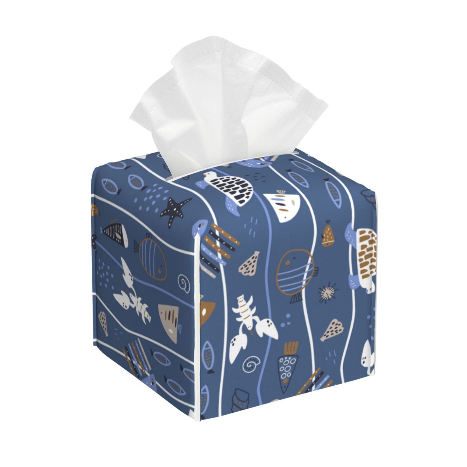 Qokaie cute fish octopus Print Tissue Box Cover, Refined Modern Leather ...