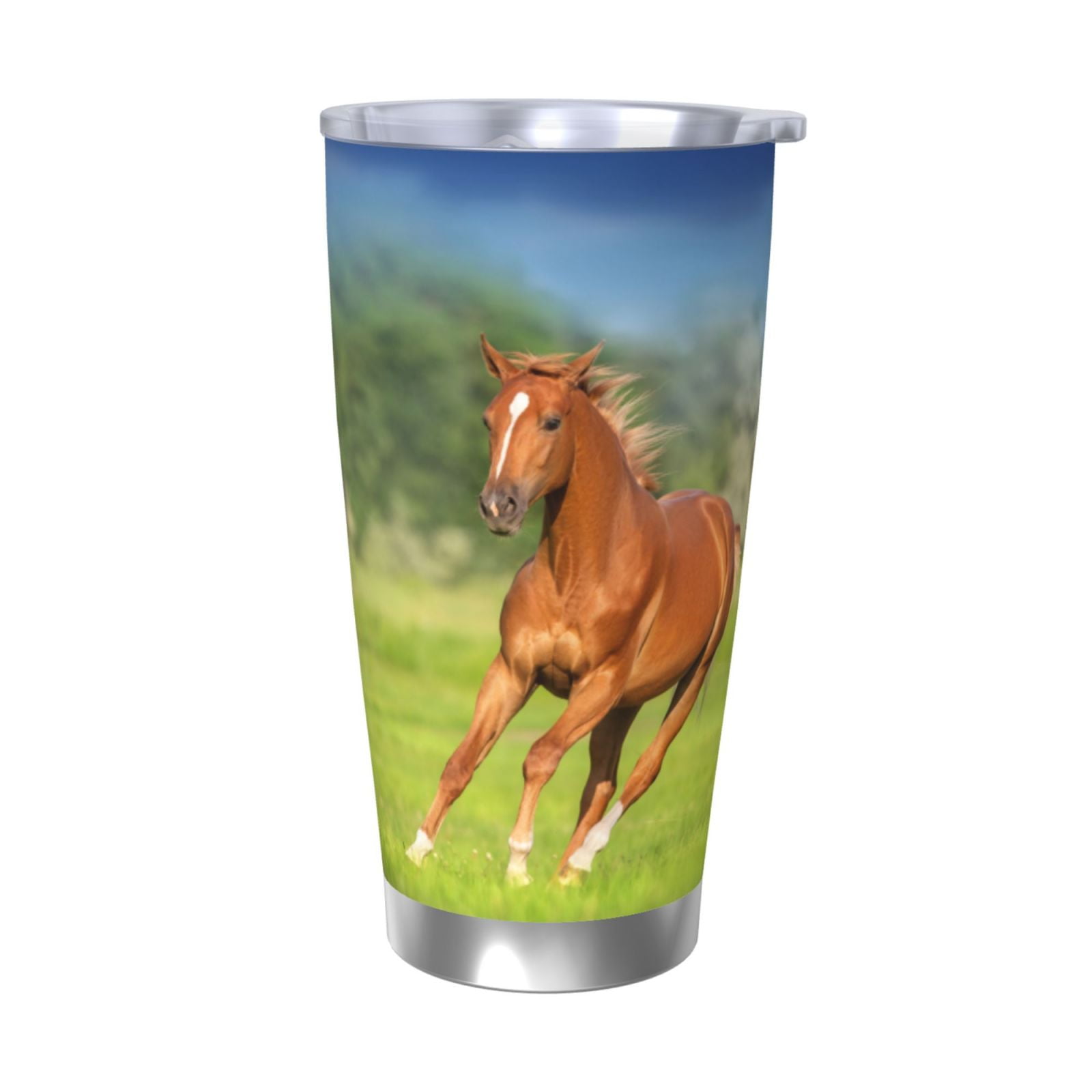 Qokaie horse running freely Pattern 20 Oz Coffee Car Insulated Coffee ...