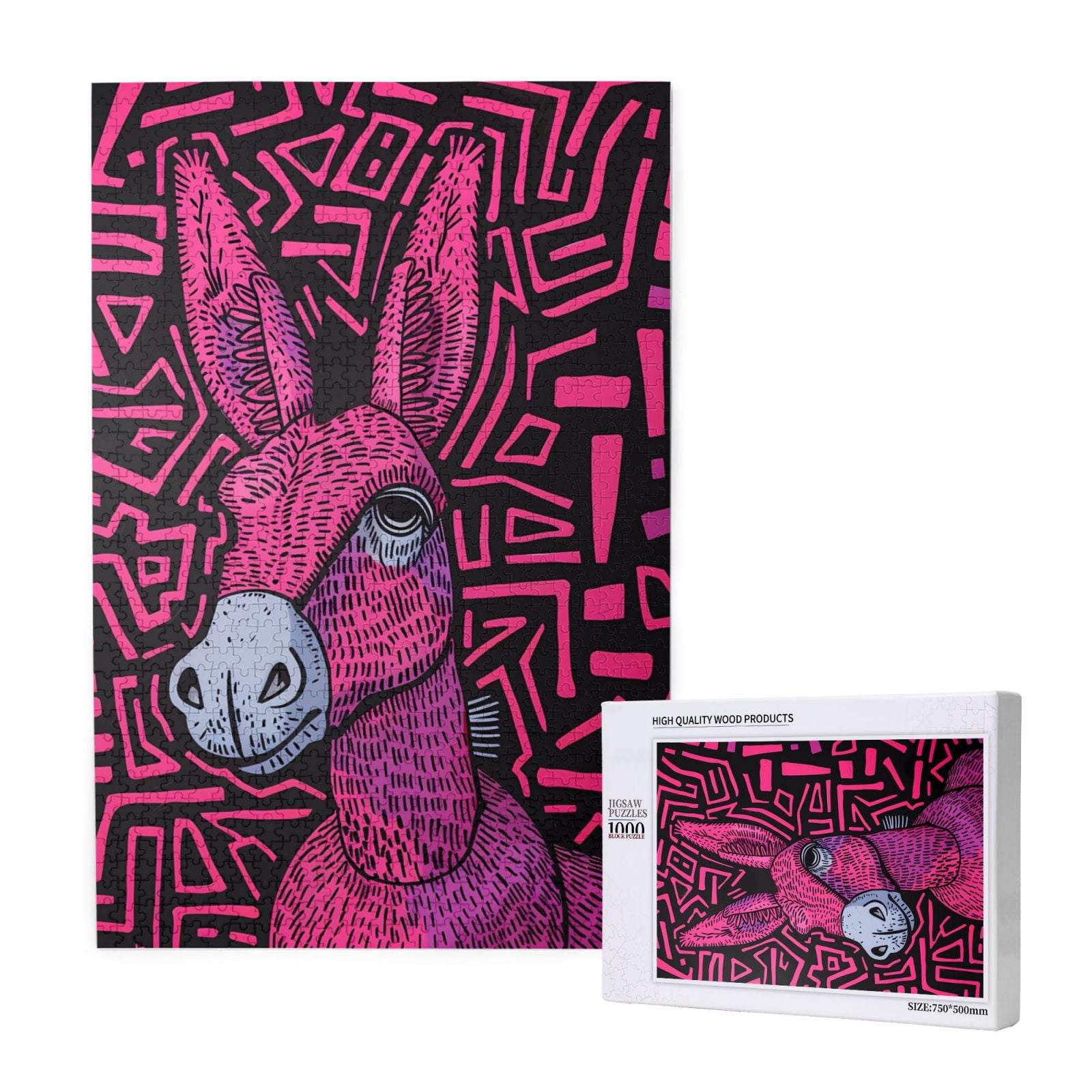 Qokaie ink Donkey Pop Art Pattern Picture Puzzle,Wooden 1000 Piece ...