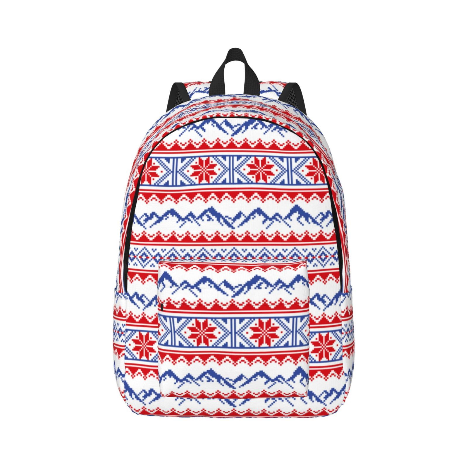 Qokaie red blue Snow Mountain Pattern Canvas Backpack Travel Daypack ...