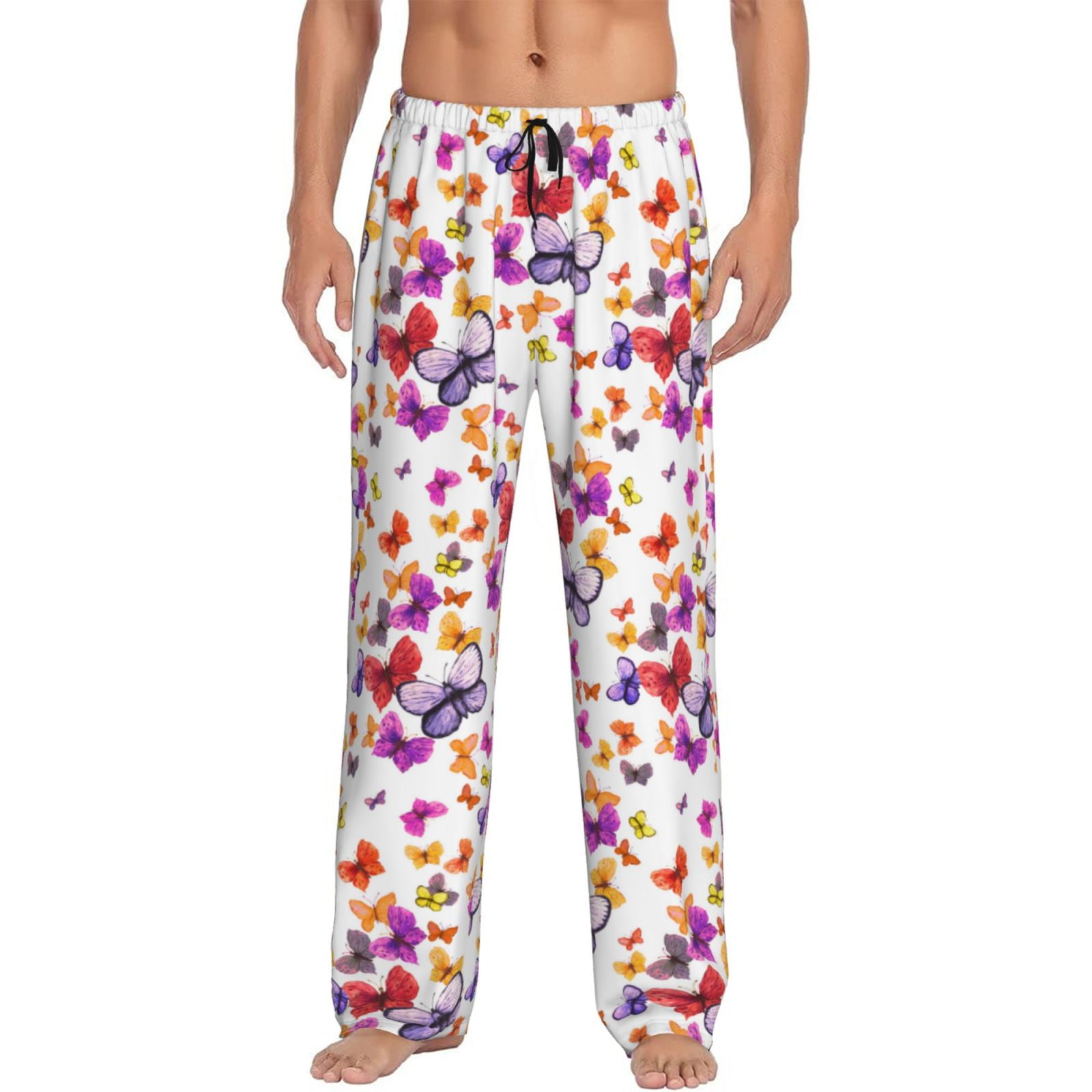 Qokaie watercolor butterflies Drawing Silky Soft Men Pajama Pants ...