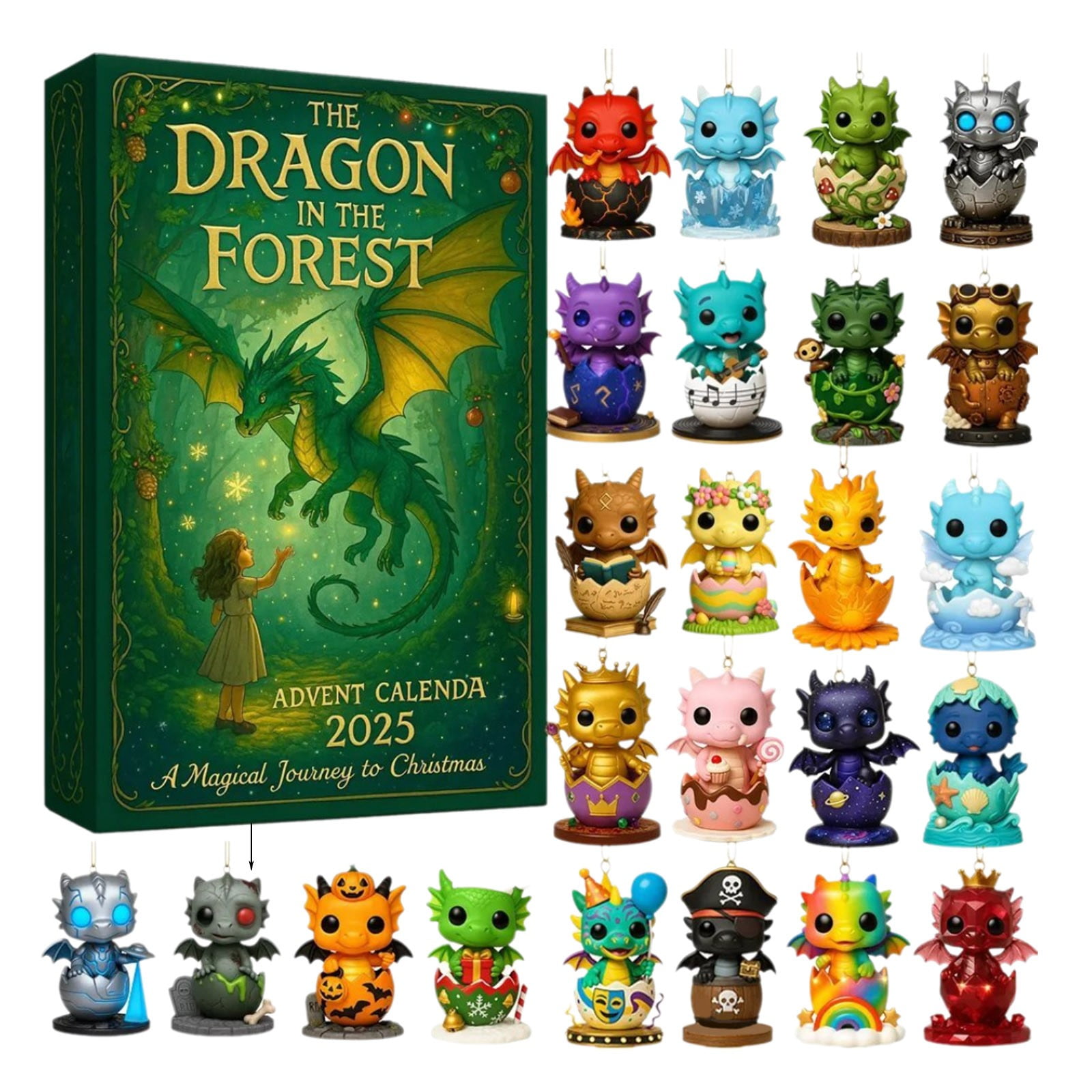 Qonioi 24 Days Forest Advent Calendar, 2025 Dragon Themed Christmas Countdown with Surprises ...