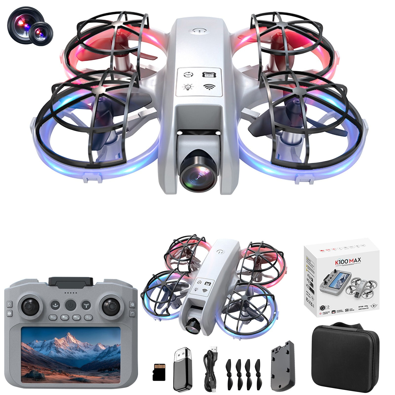 Qonioi 4.3 Inch Screen FPV Drone with Camera, Remote Control Drone with ...