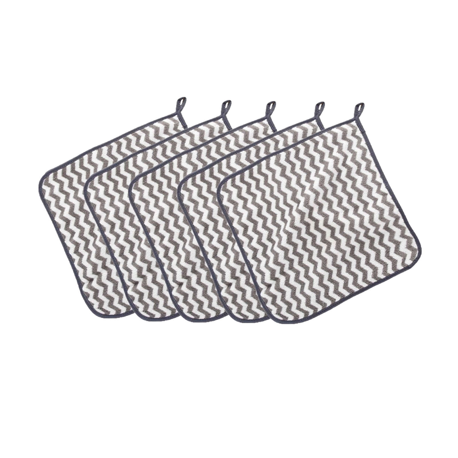 Qonioi 5 PCS Corrugated Kitchen Towels, Hangable Microfiber Dish Cloths ...