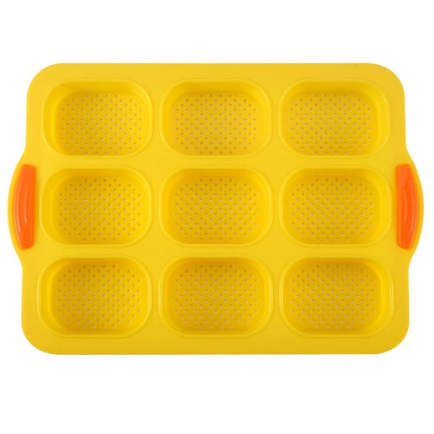 Qonioi 9 Cavity Oval French Bread Silicone, Non-Stick Reusable Baking ...