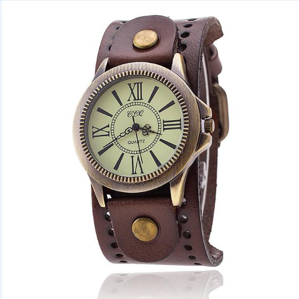 Qonioi Classic Leather Watch, Quartz Analog Timepiece for Men Women ...