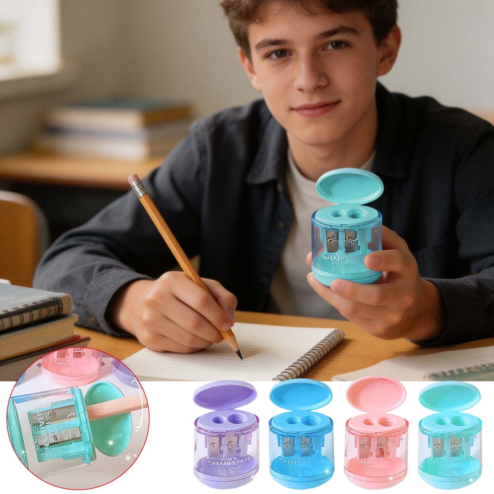 Qonioi Dual Hole Pencil Sharpener, Colored Precision Sharpener for ...