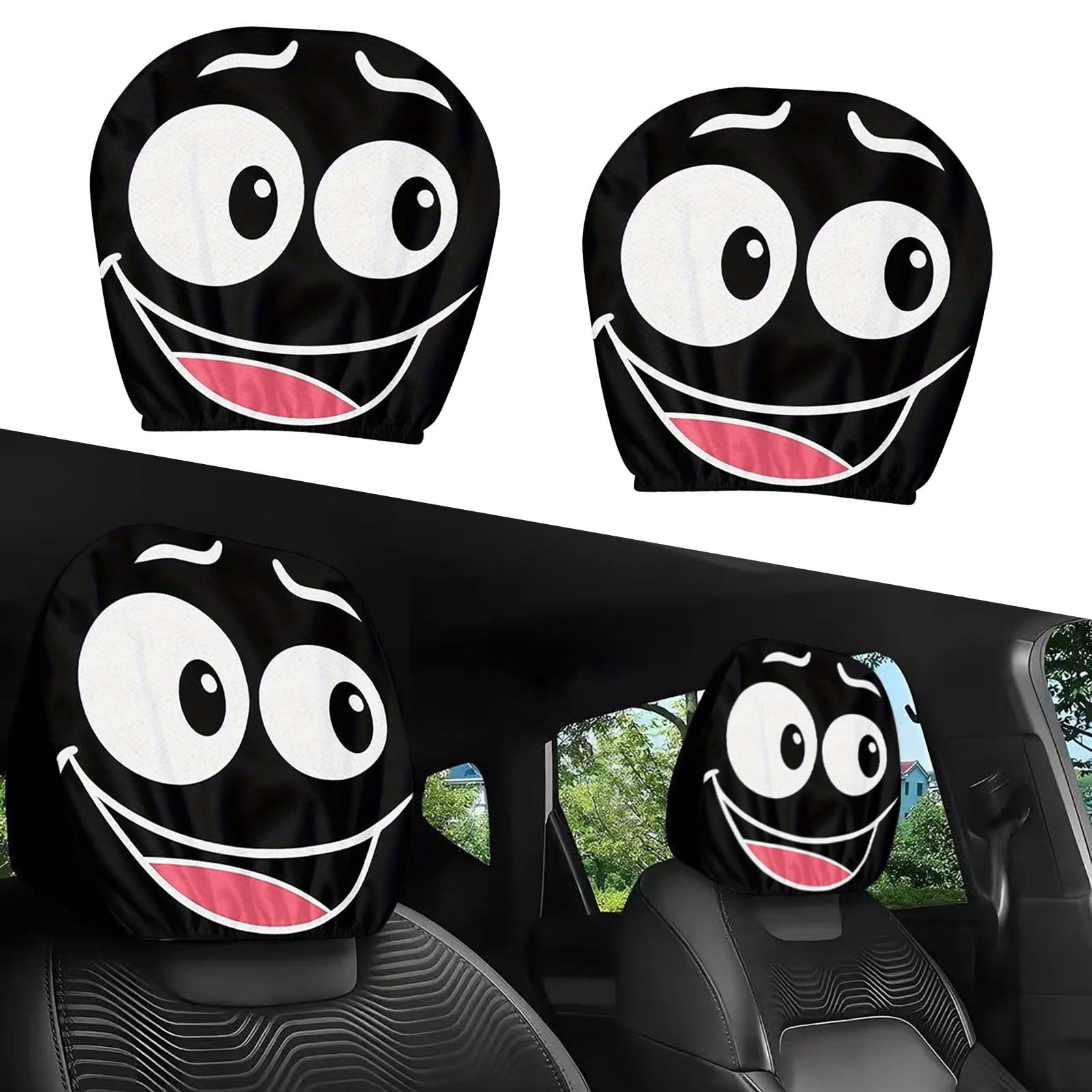 Qonioi Funny Car Print Headrest Cover, Universal Stretchy Elastic ...
