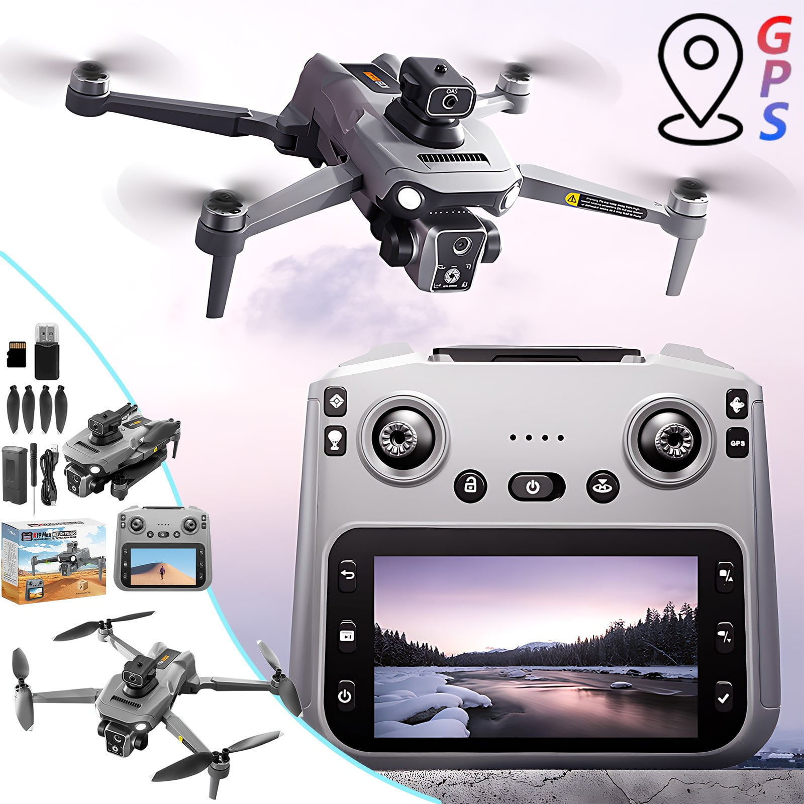 Qonioi GPS Drone with 4.5" Screen Remote Control, 2K Camera 500M Range ...