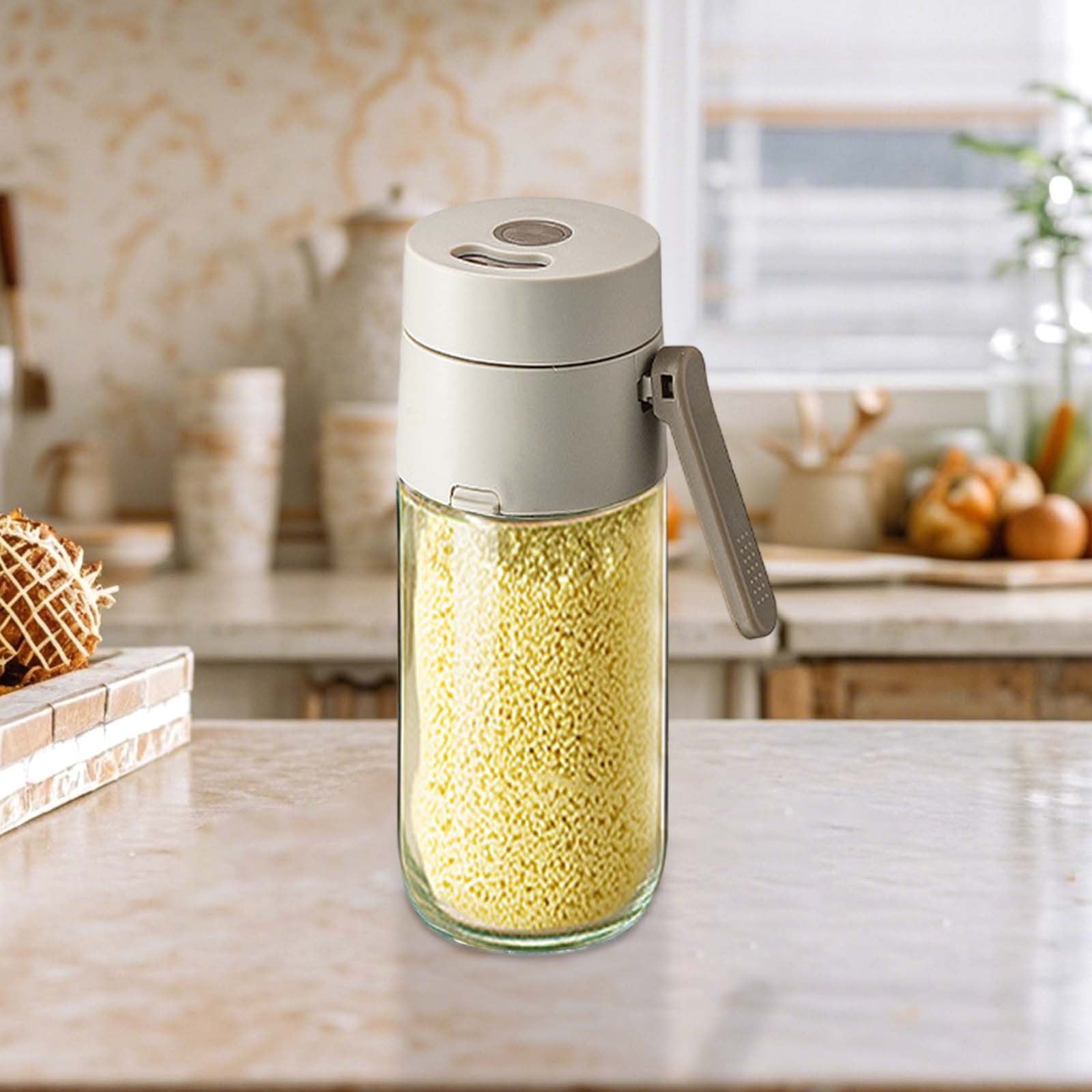 Qonioi Kitchen Measuring Spice Jar, Glass Seasoning Dispenser with Gram Scale, Airtight Sealed ...