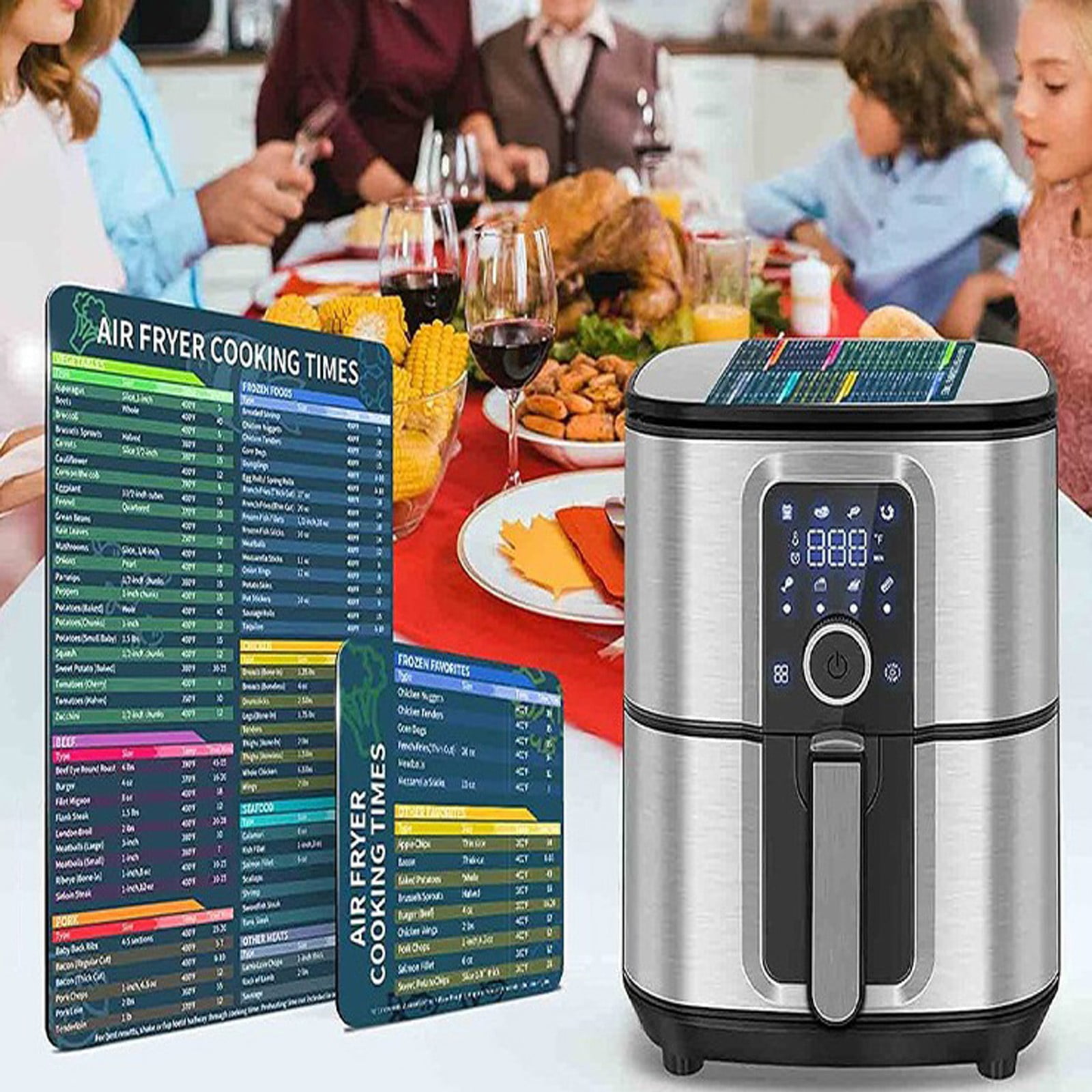 Qonioi Magnetic Fryer Cooking Times Cheat Sheet, 2-Pack Oil-proof ...