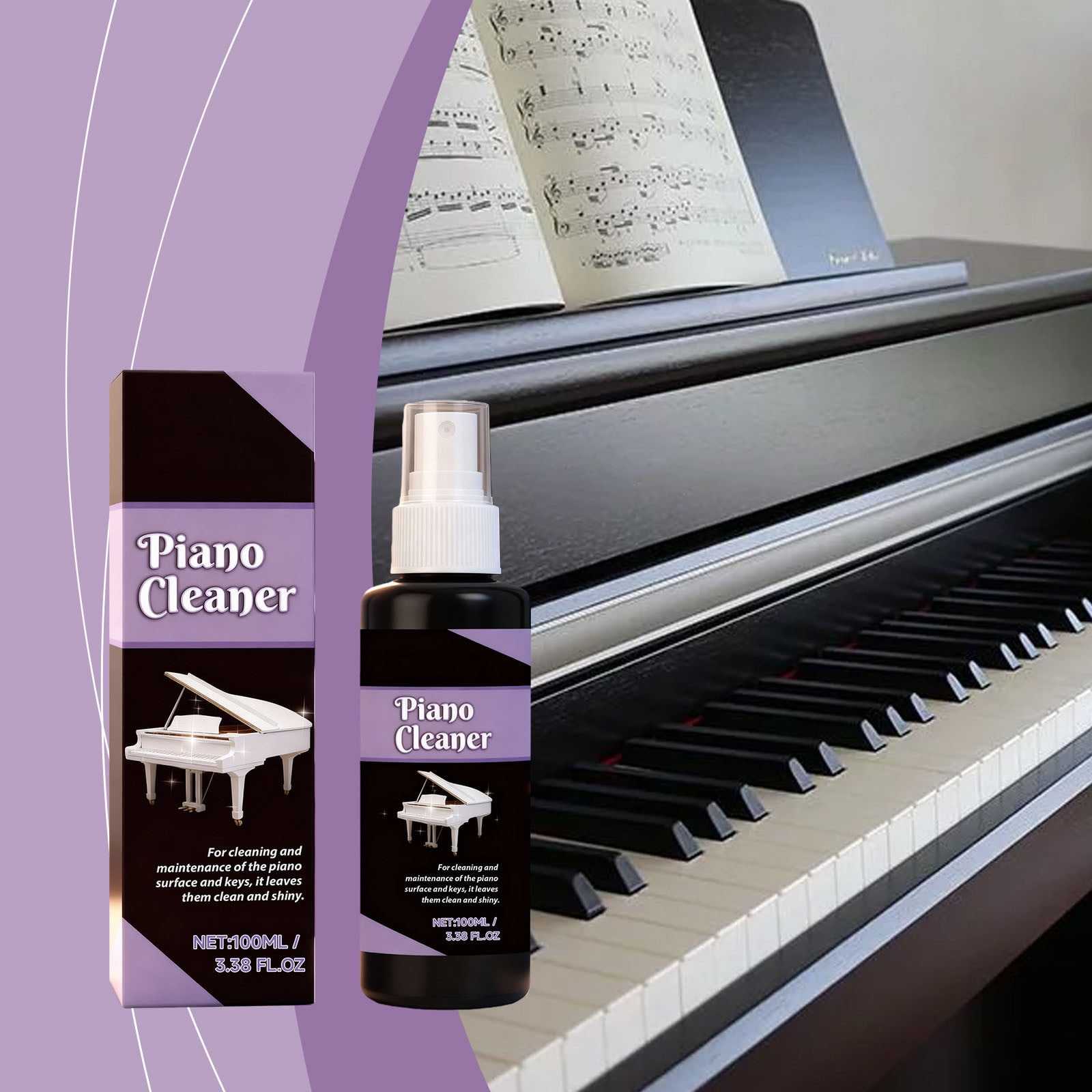 Qonioi Piano Brightener & Care Solution Set 10ML, Piano Key Cleaner ...