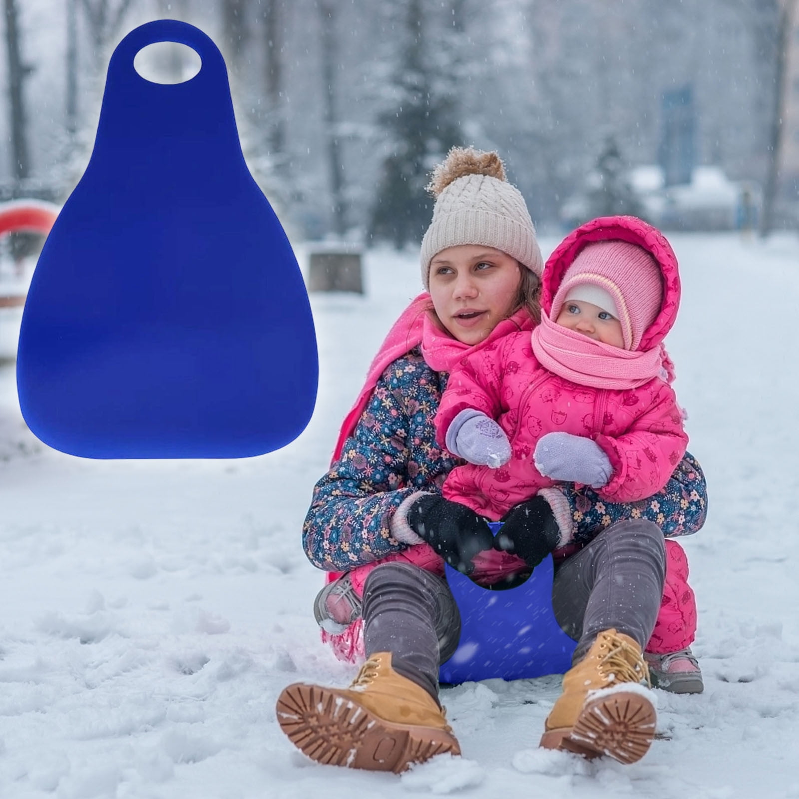 Qonioi Portable Snow Sled for Kids, Extra Thick Roll Up Plastic ...