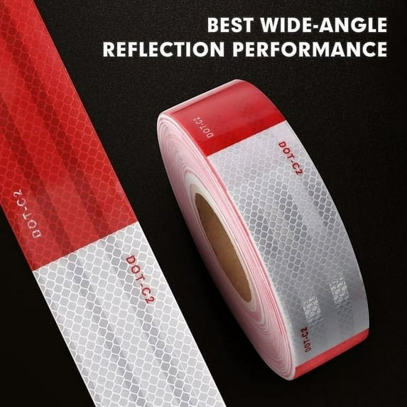 Qonioi Red White Reflective Tape, High Visibility C2 Reflective Sticker ...