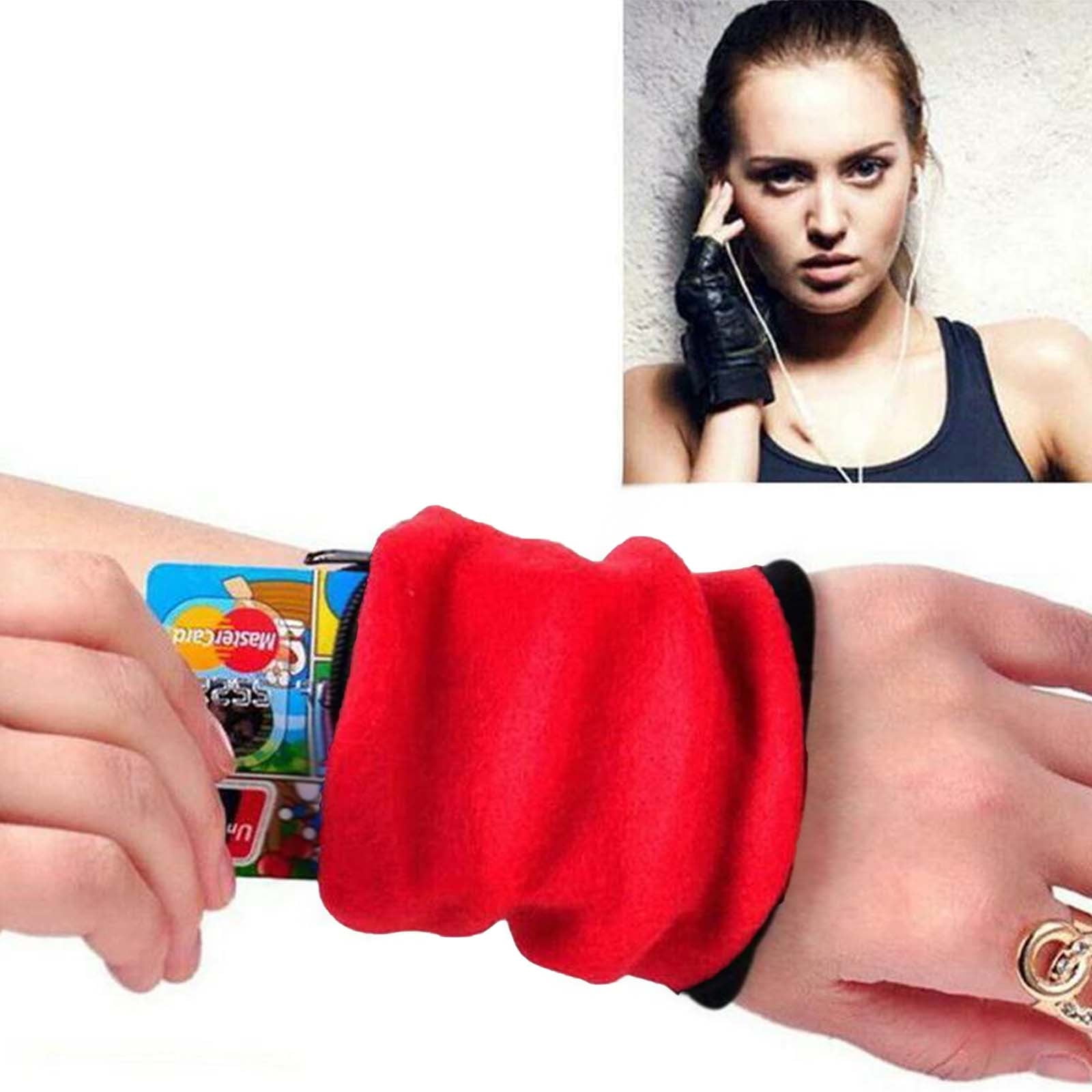 Qonioi Stylish Sports Wristband with Zippered Pocket, Sweat Absorbent ...