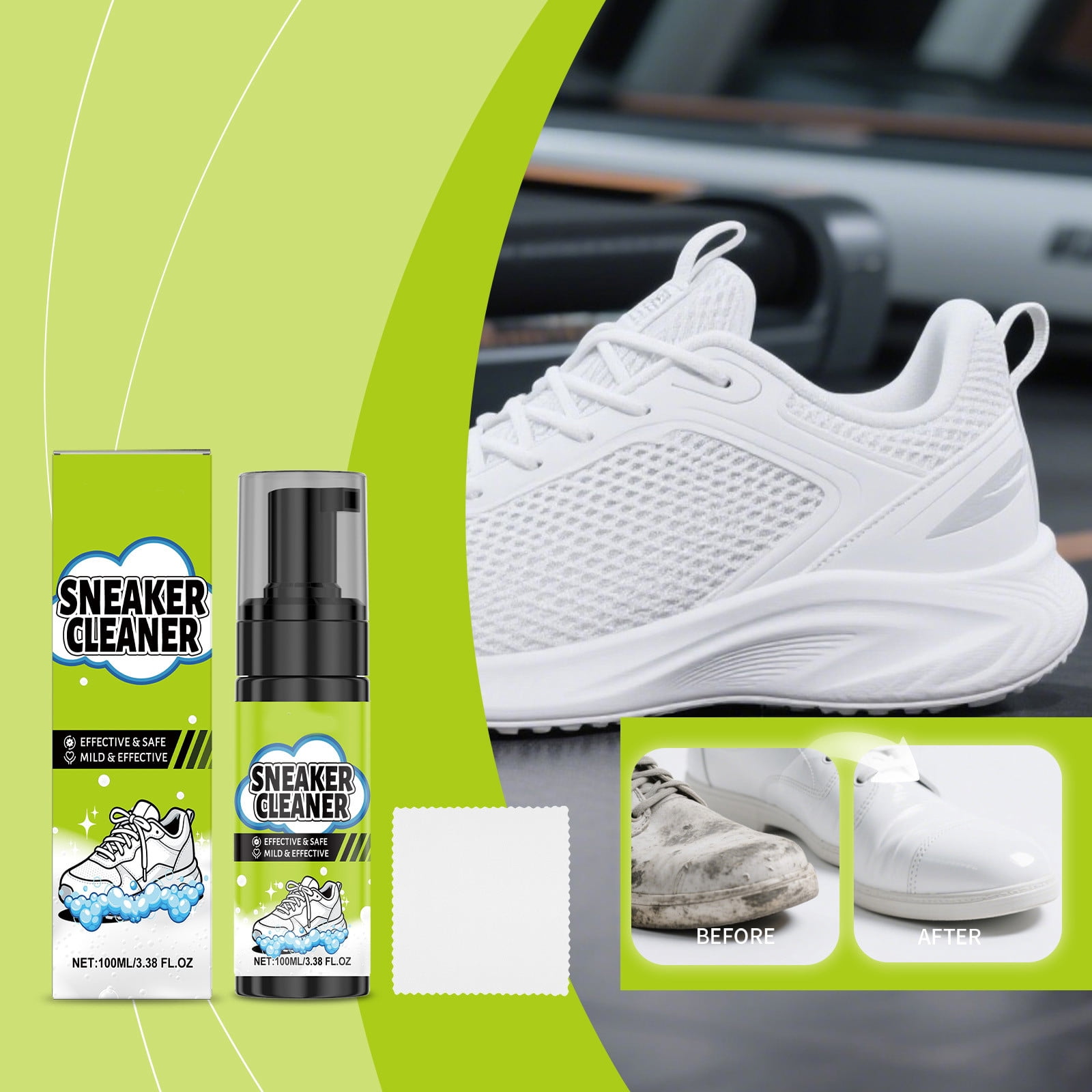 Qonioi Sports Shoe Cleaner, White Sneaker Cleaning Foam for Stain ...