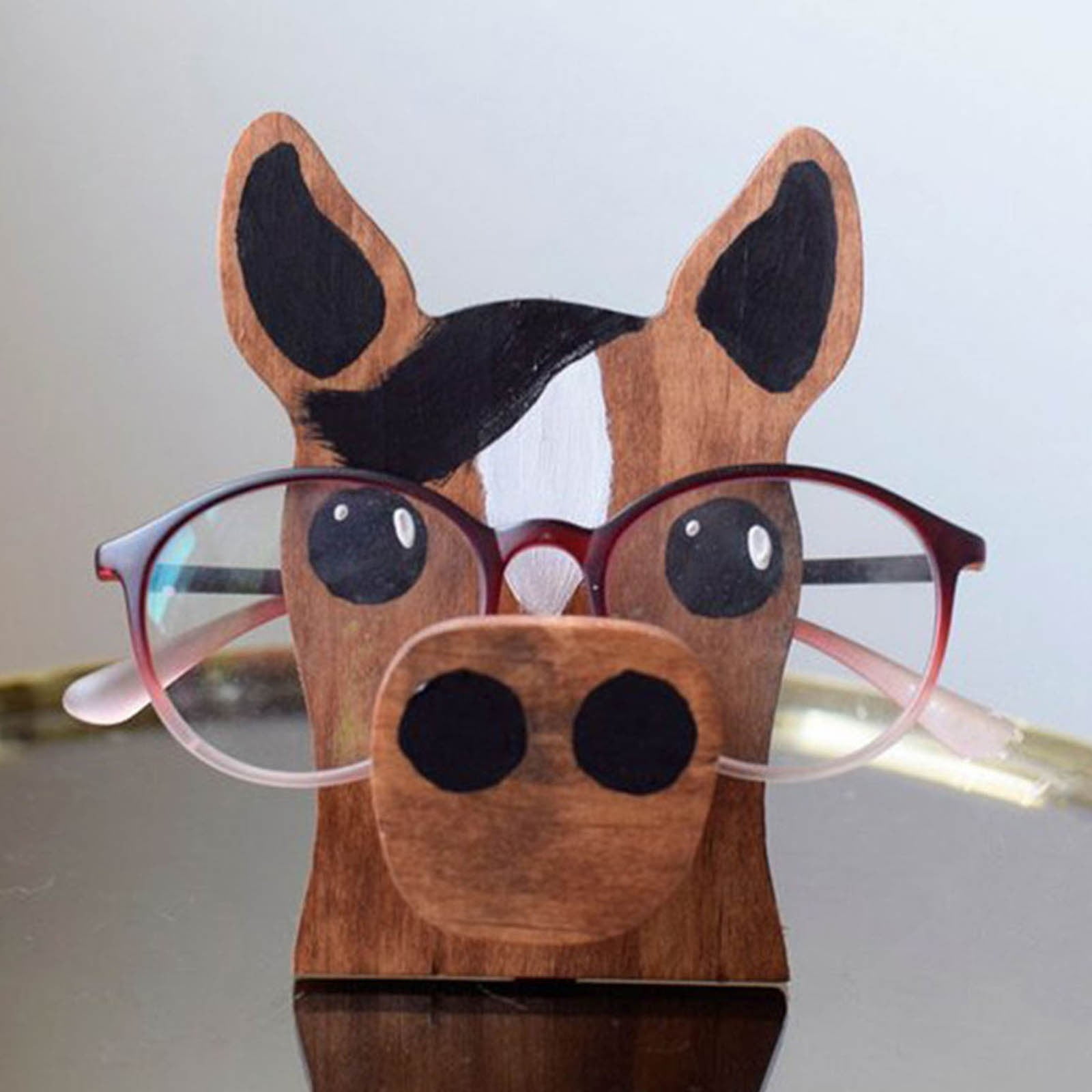 Qonioi Wooden Glasses Stand, Desktop Eyeglass Holder Support for Home ...