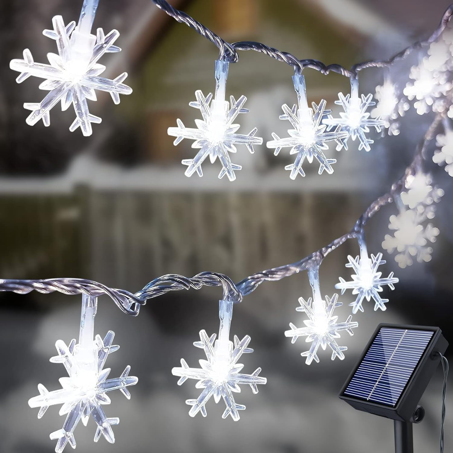Qoosea 100 LED Christmas Snowflake String Lights, 39 FT Christmas ...
