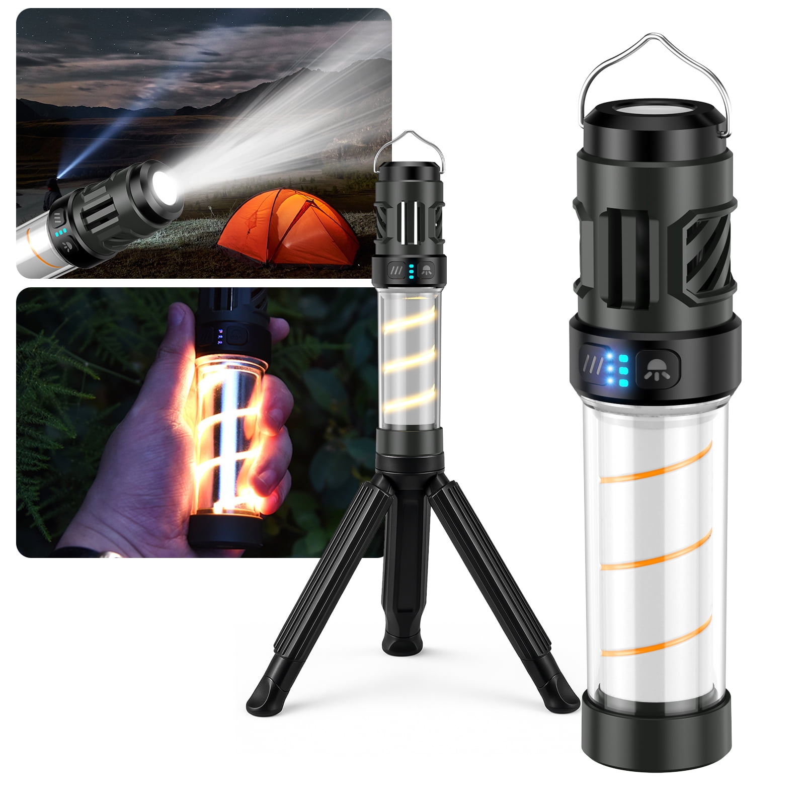 Qoosea 3 in 1 Rechargeable LED Camping Lanterns, Waterproof, SOS Light ...