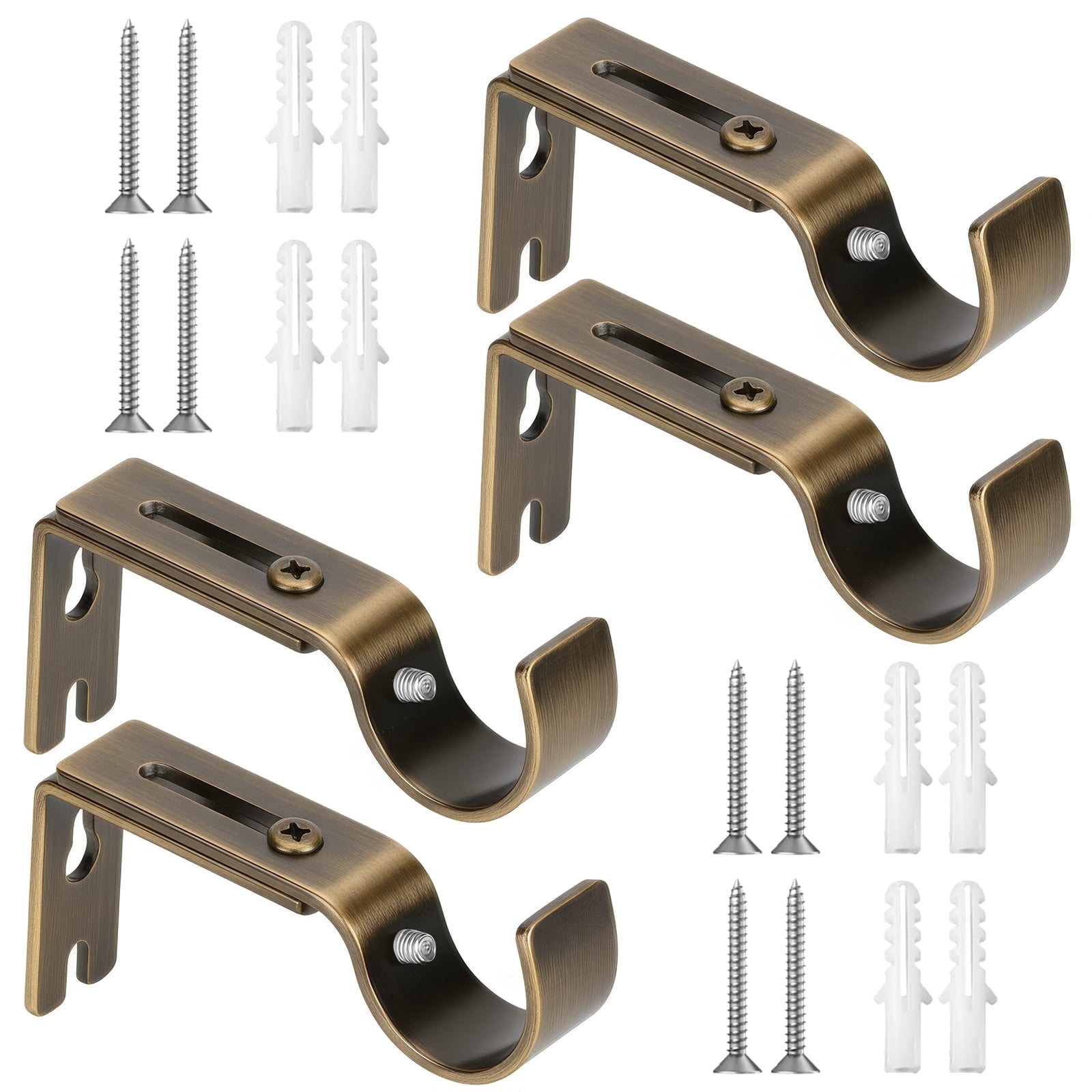 Qoosea Adjustable Curtain Rod Brackets, 4 Pack Thickened Curtain Rod ...