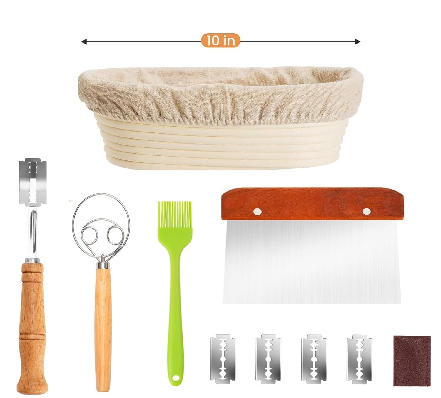 Qoosea Bread Banneton Proofing Basket,10 Inch Oval Cane Sourdough ...