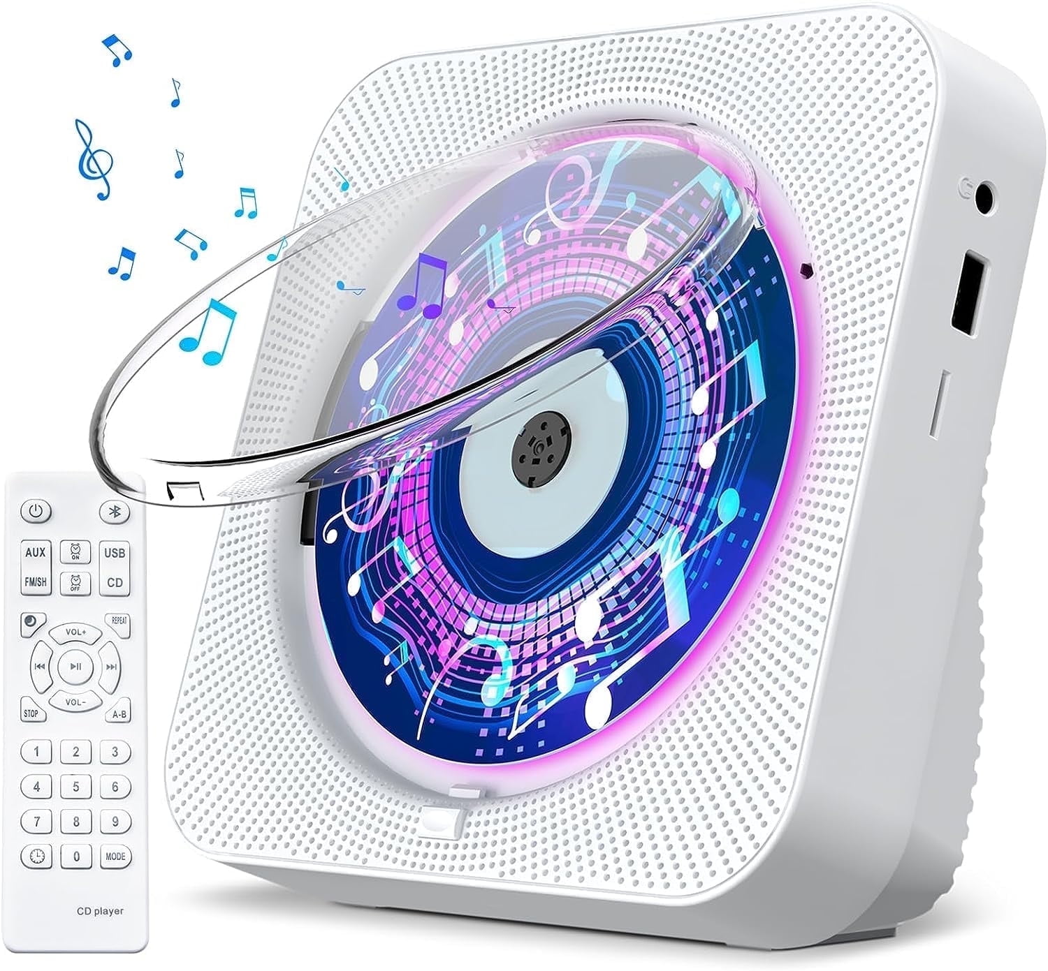 Qoosea Bluetooth CD Player with HiFi Speakers, FM Radio, Remote Control ...