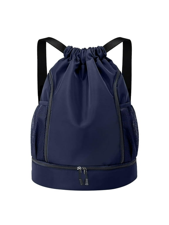 WANDF Waterproof Drawstring Gym Bag with Shoe Compartment, Large for ...