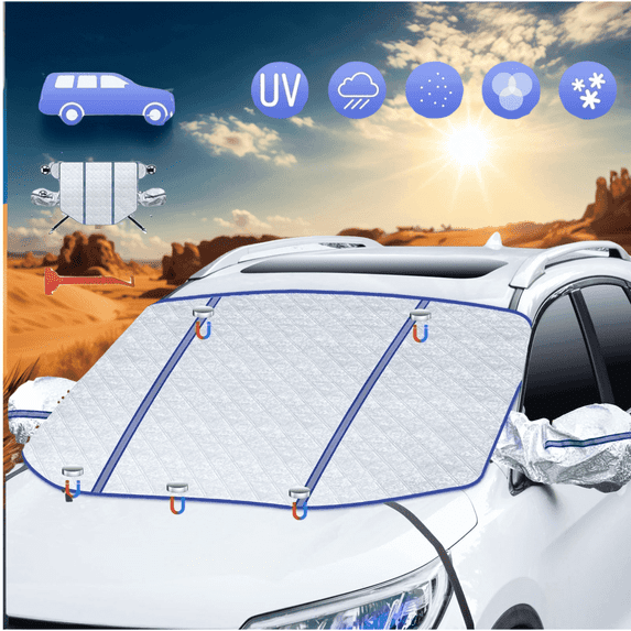 Qoosea Car Windshield Snow Cover with Magnetic 4-Layer Thickened ...