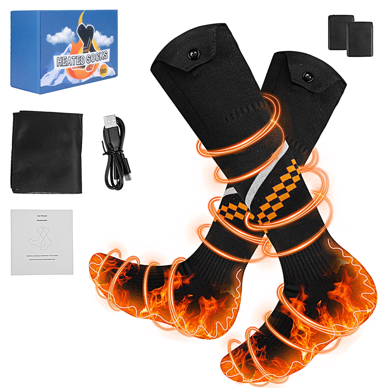Qoosea Heated Socks 5000mAh Rechargeable in Battery Pocket, Men Women ...