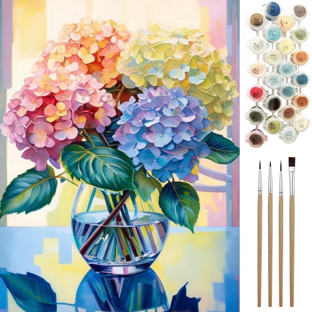 Qoosea Paint by Numbers Sets for Adults, Crafts DIY Flower Paint by ...