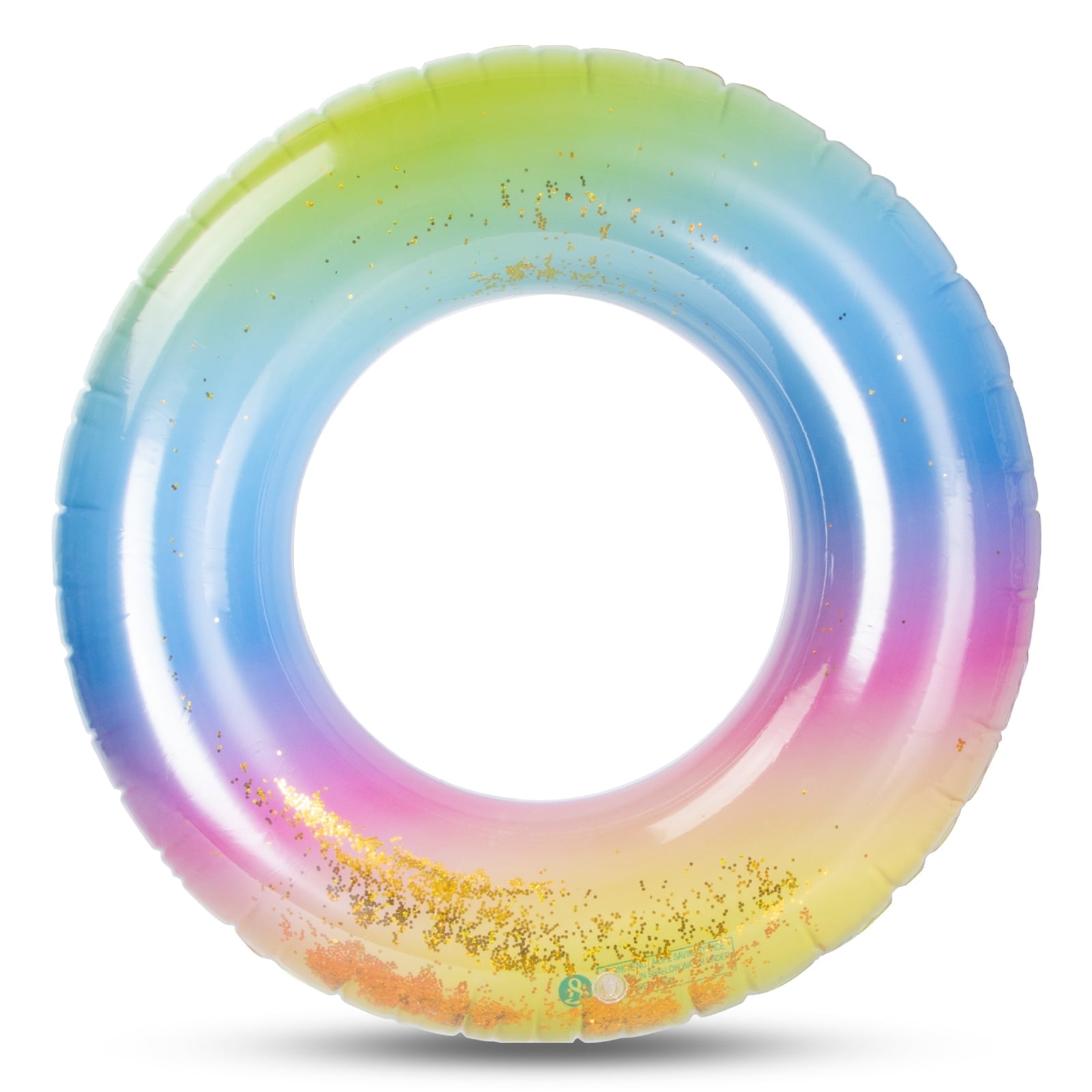 Qoosea Sequin Rainbow Swimming Ring, Glitter Pool Float, Durable PVC ...