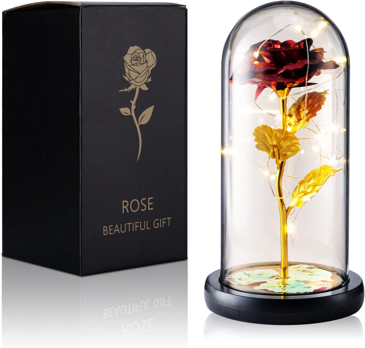 Qoosea Forever Rose, Red Flower Gifts in Plastic Dome, Perfect for ...