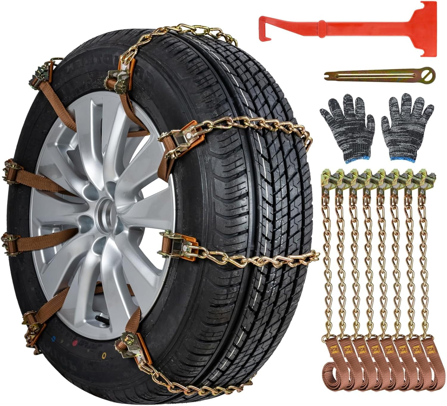 Qoosea Snow Chains for Car , Tire Chains for Car SUV Pickup Trucks, Adjustable Portable ...